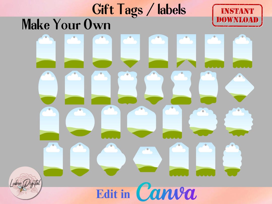 Editable Gift Tag Canva Frames, Hang Tags Canva Frames, Gift Label ...