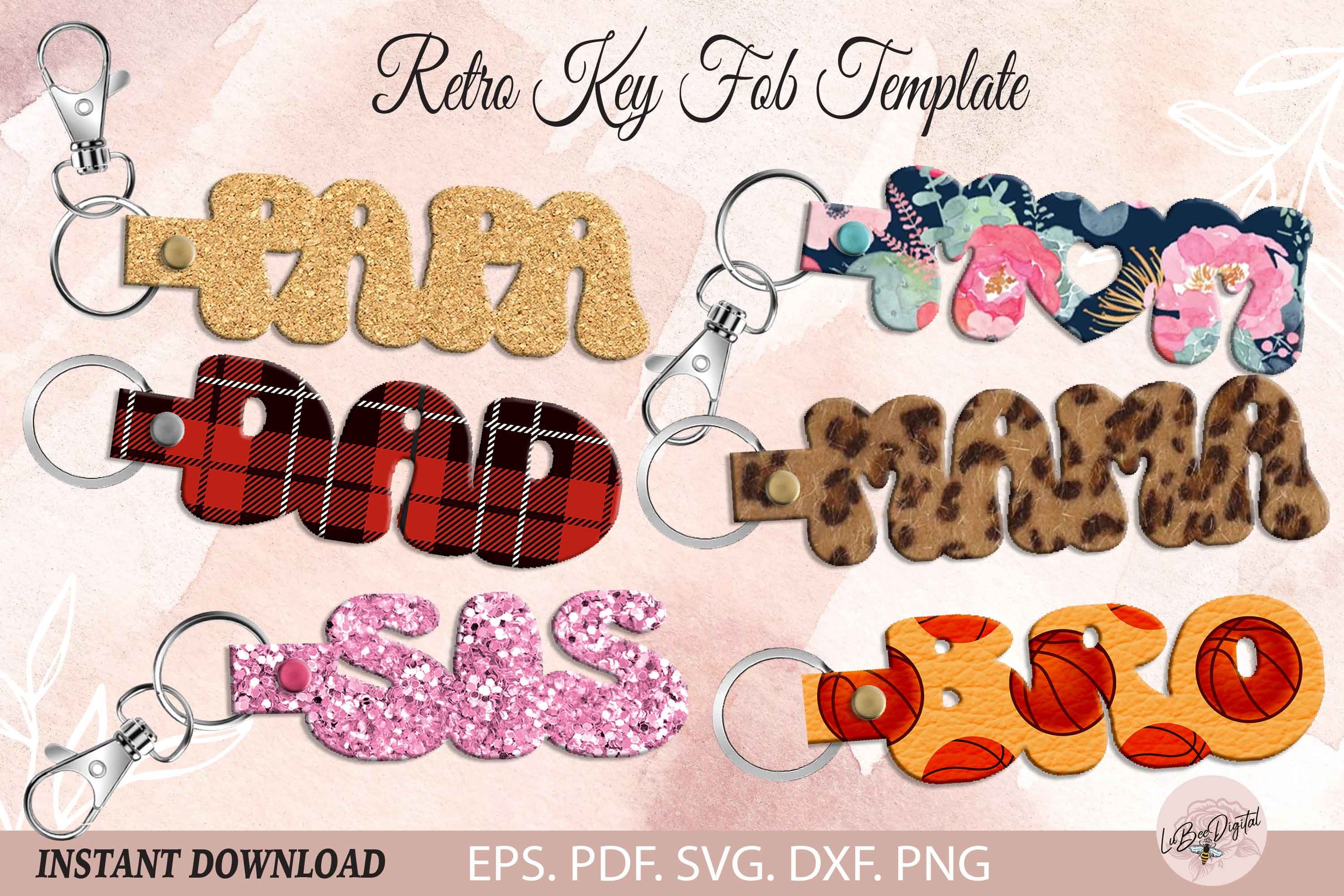 Mom Keychain Template Svg,retro Fob Template Design Cut,faux Leather ...