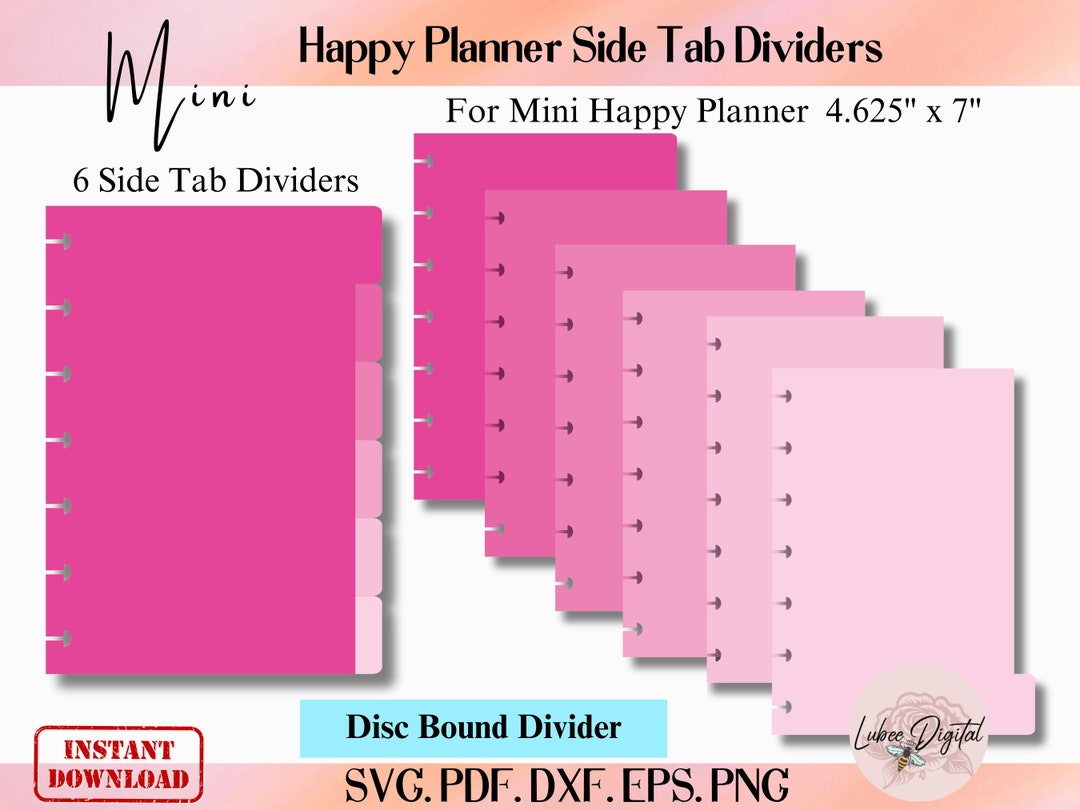 Mini Happy Planner Disc Bound Divider Template,binder Dividers Cut File ...