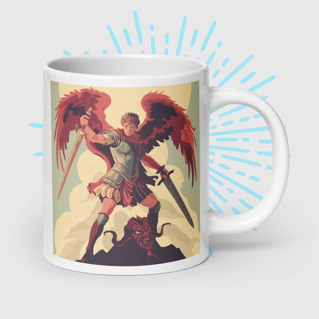 Anime Style Archangel Michael Ceramic Mug - "pray for Us" - Unique ...