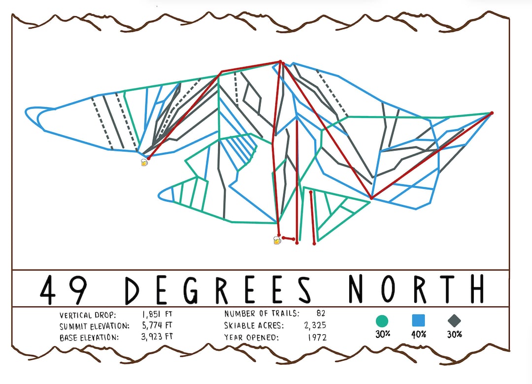 49 Degrees North Trail Map - Etsy