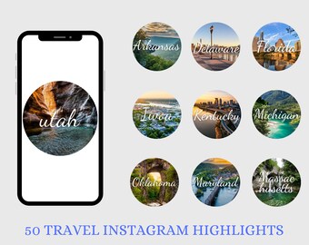 50 US Instagram Story Highlight Covers, Travel Story Highlight Covers ...