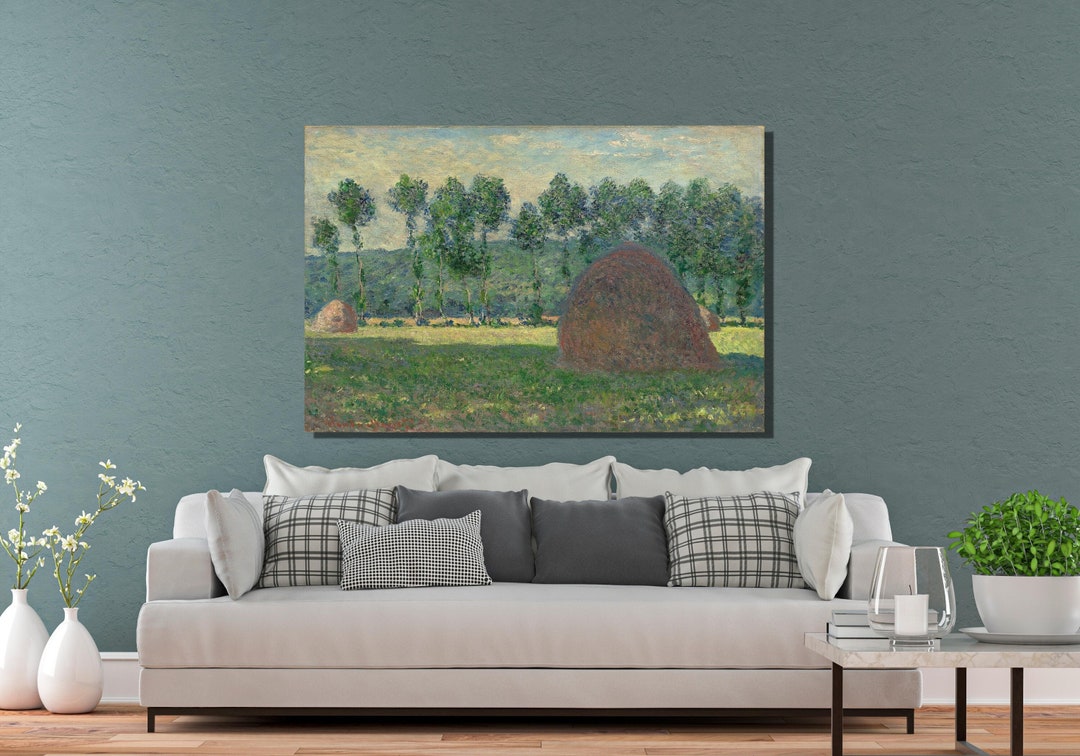 Claude Monet Canvas Wall Art, Monet Poplars and Haystacks, Canvas Poster&panel, Impressionism ...