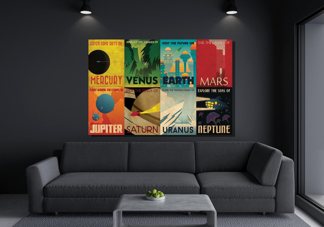 Retro Futurism Planet Travel Posters and Prints Solar System Canvas ...