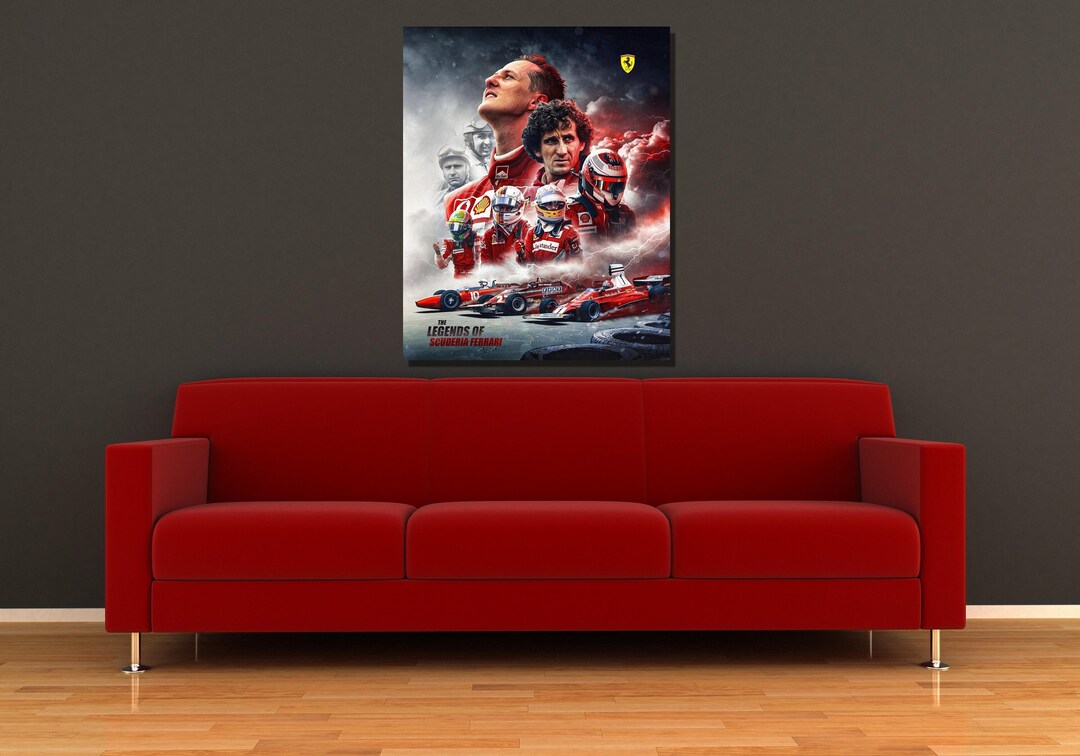 Ferrari Canvas Print, Ferrari F1 Legends Canvas Wall Art, Micheal ...
