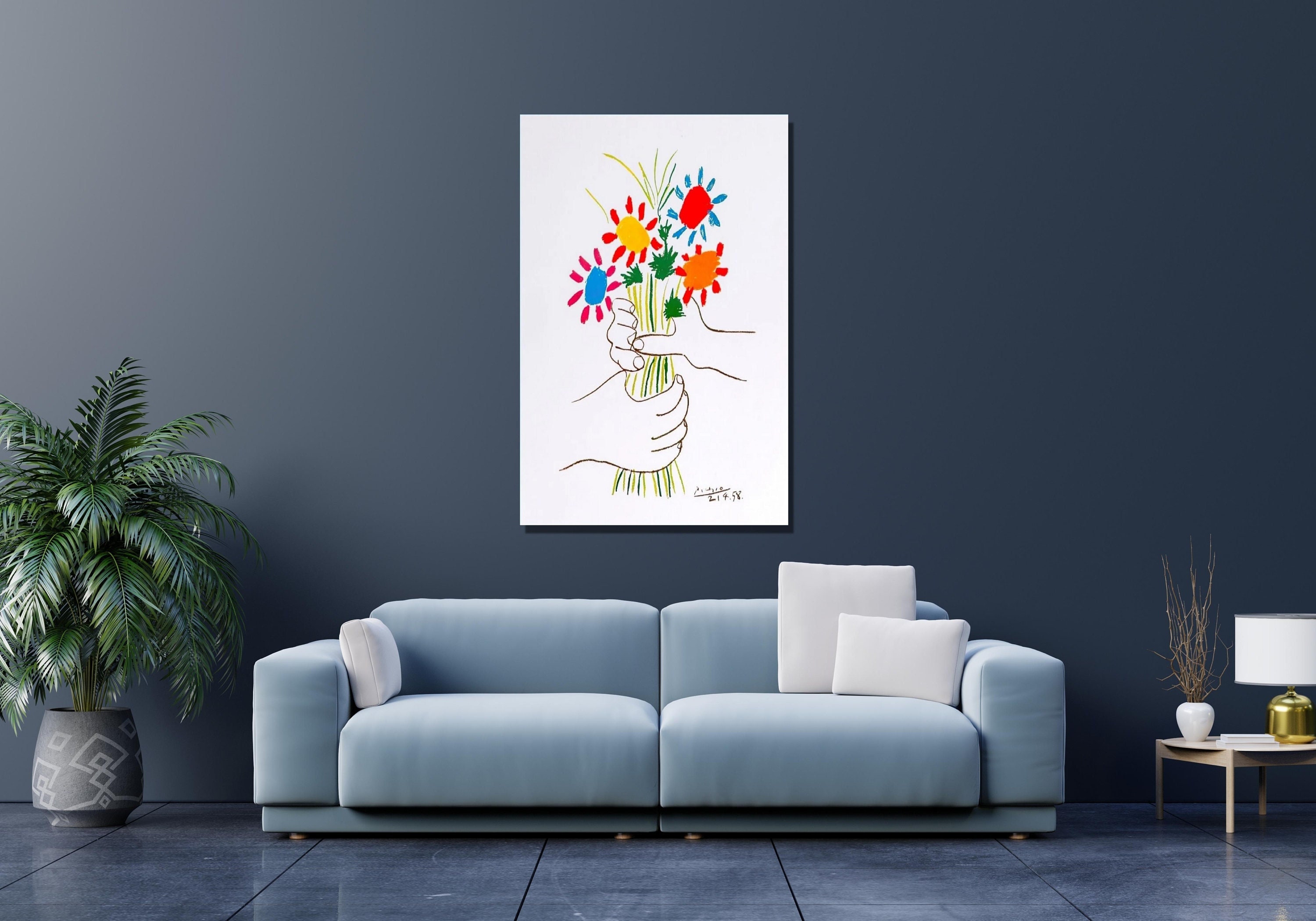 Pablo Picasso Canvas Wall Art, Pablo Picasso Bouquet of Peace Flowers ...