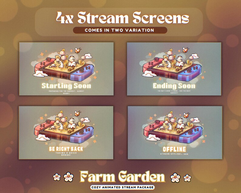 Farm Garden Stream Package: Cozy Kawaii Animated Twitch Overlay ...