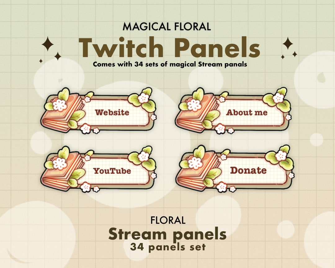 Magical Floral Twitch Panels | Cozy Stationery Stream Panels for Twitch ...