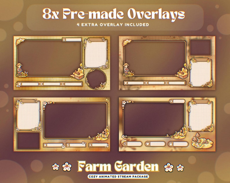 Farm Garden Stream Package: Cozy Kawaii Animated Twitch Overlay ...