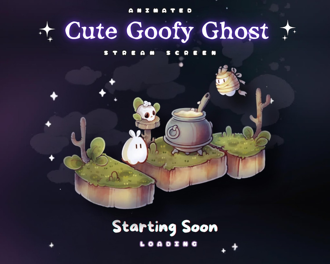 4x Animated Cute Goofy Ghost Stream Screen - Thecozysetup - Etsy