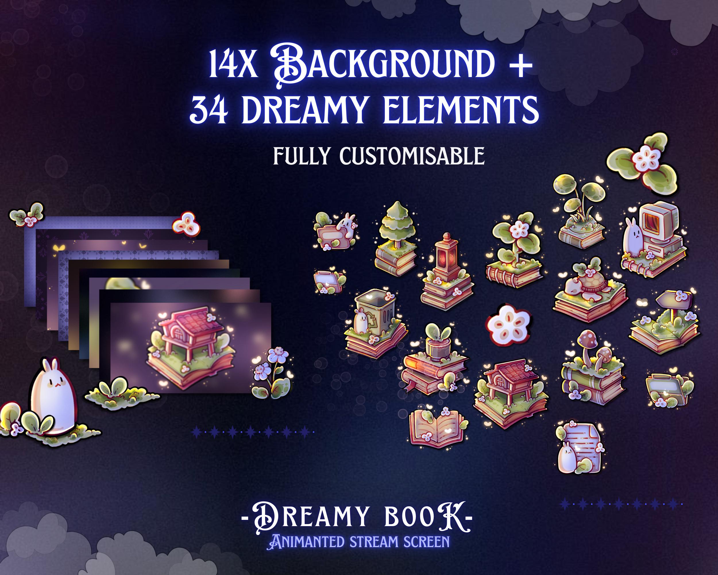 Animated Dreamy Book Stream Package , Twitch Screen, Magical Lodi Night ...