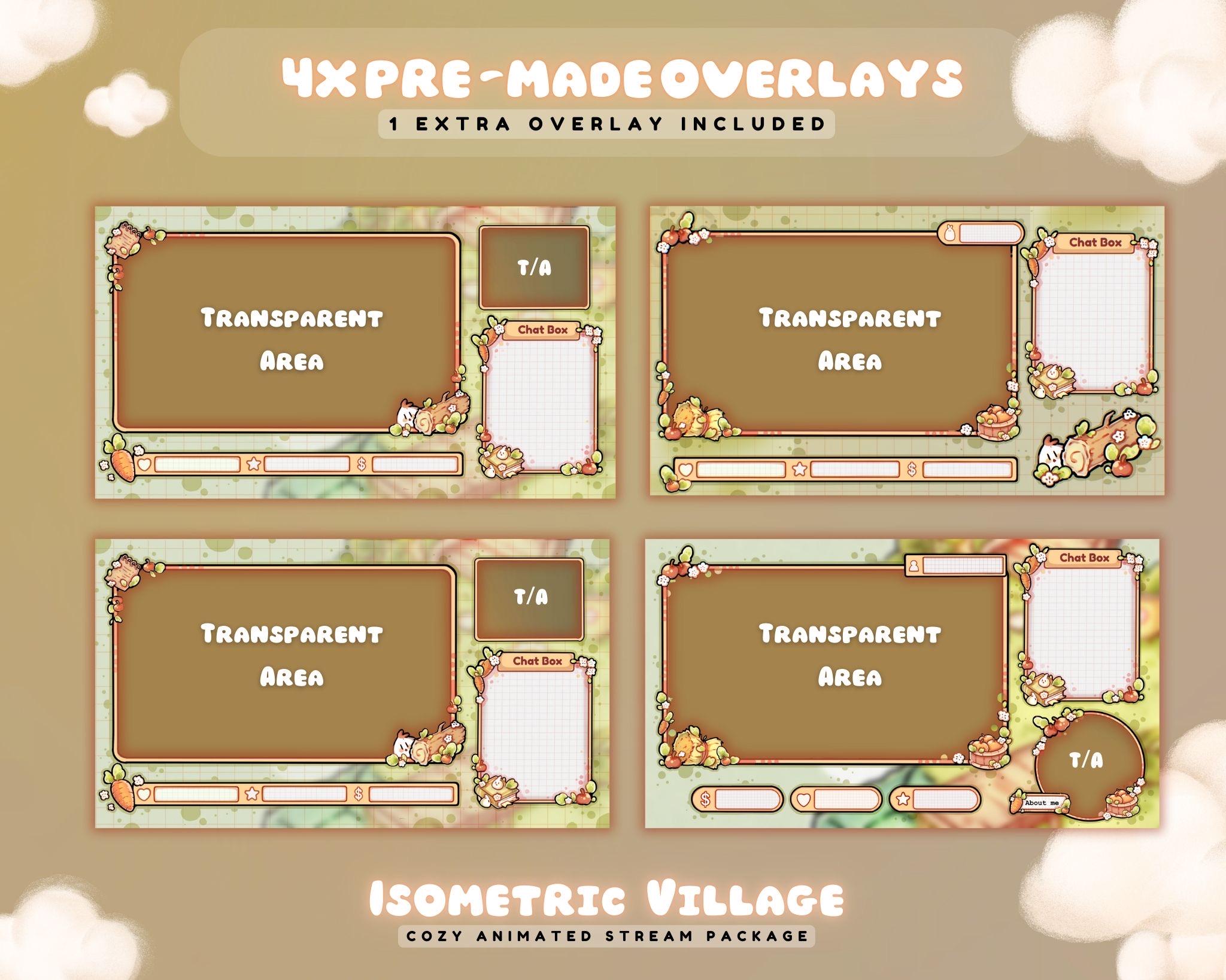 Isometric Village Stream Package for Twitch | Custom Cozy Streaming ...