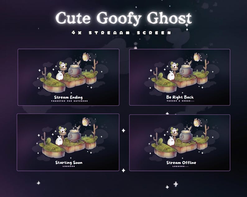 4x Animated Cute Goofy Ghost Stream Screen - Thecozysetup - Etsy