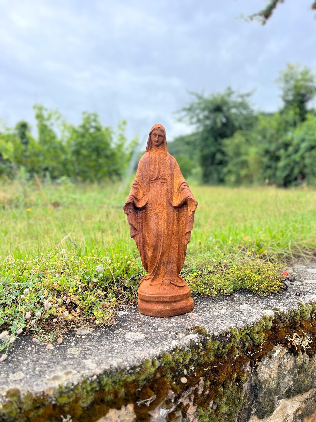 Mary, Mary Figure, Cast Iron Mary, Rust, Mother of Jesus, Mother of God ...