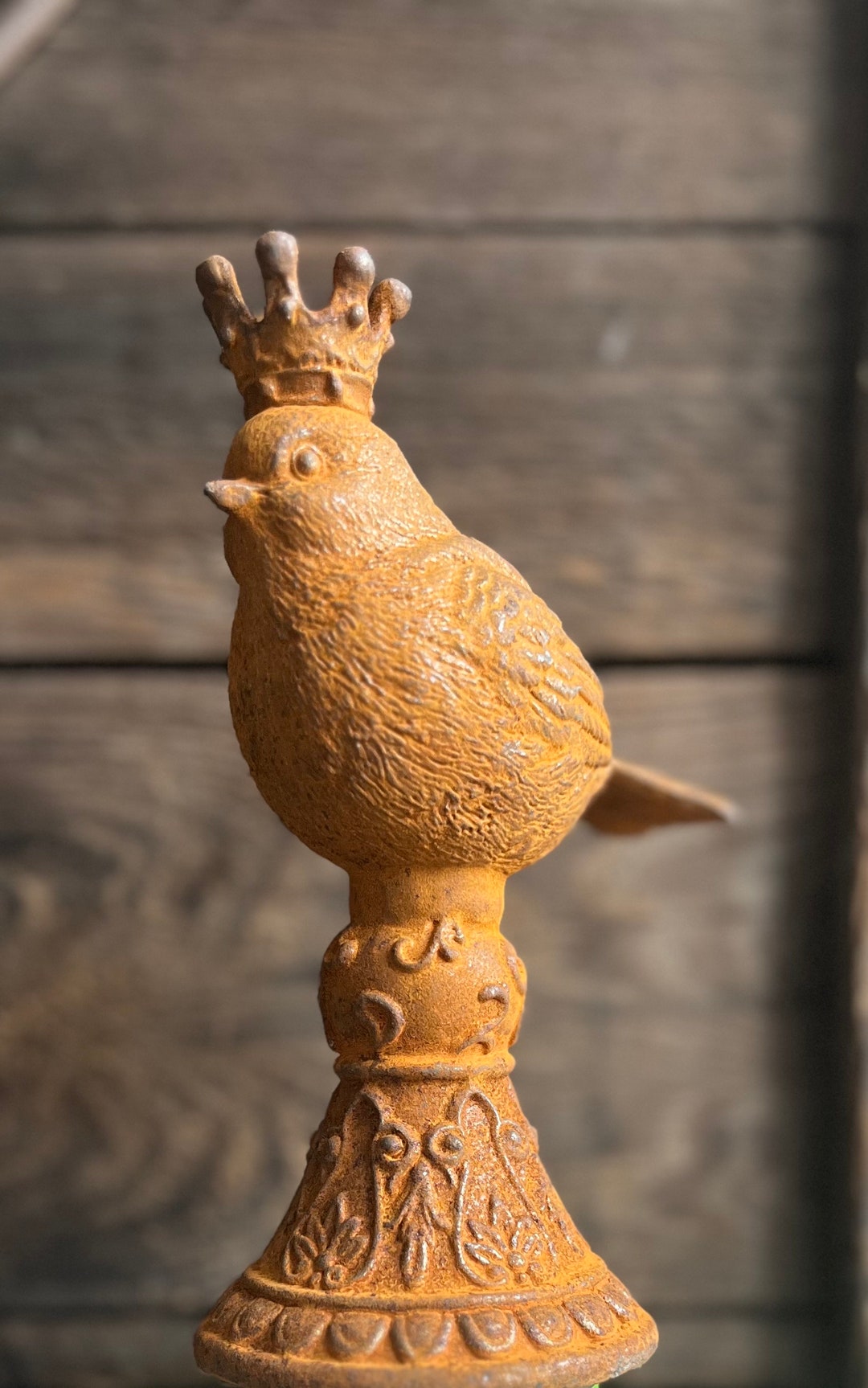 Bird With Crown, Cast Iron, Rust Bird, Rust - Etsy