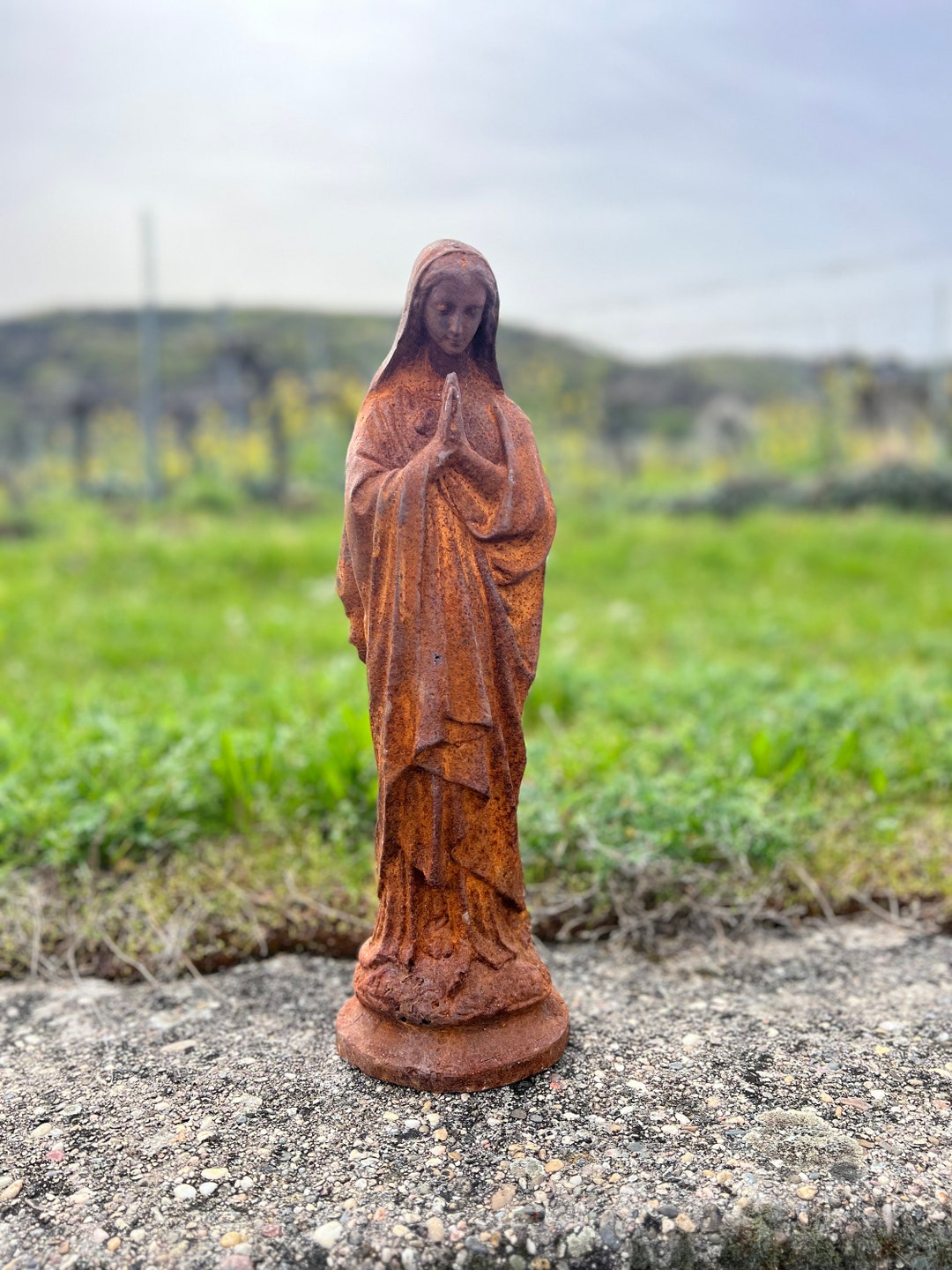 Mary, Mary Figure, Cast Iron Mary, Rust, Mother of Jesus, Mother of God ...