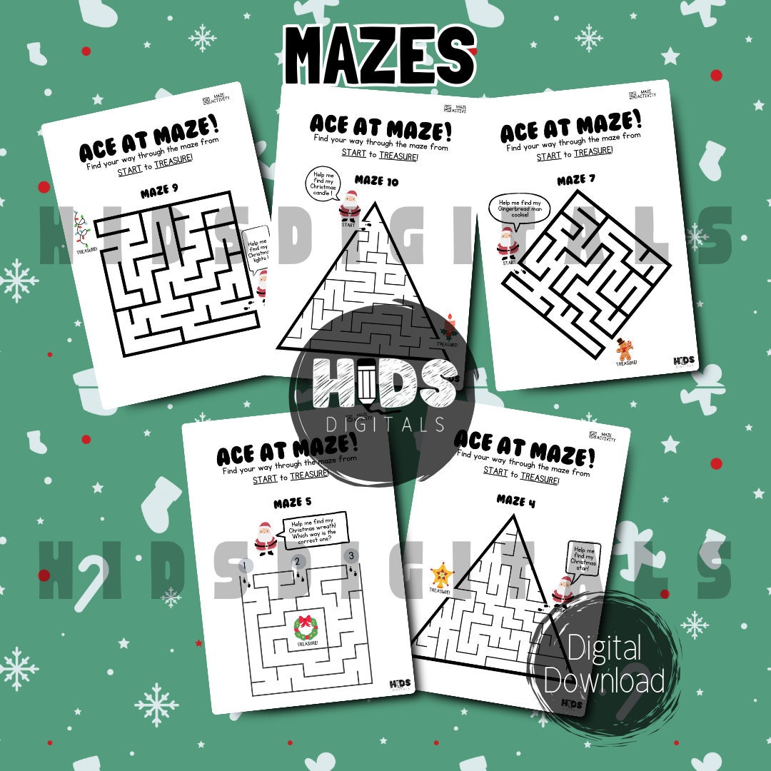 77 Pages Christmas Activity Pages for Kids, Coloring, Word Search, Maze ...