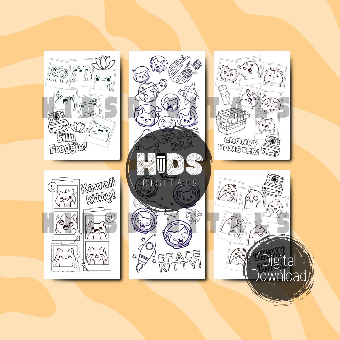 Cute Kawaii Animal Coloring Pages for Kids, 10 Fun Pages With 1 FREE ...