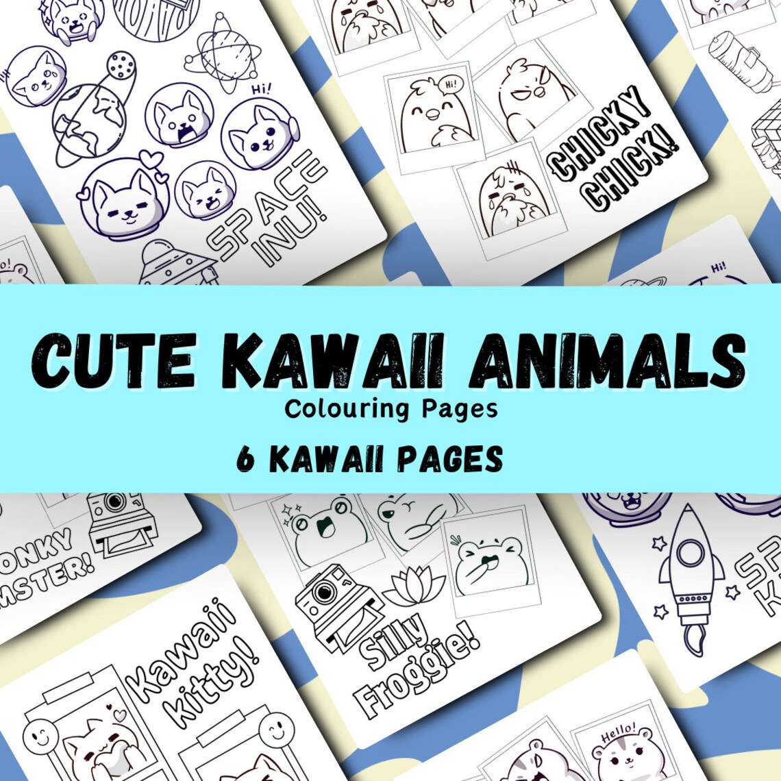 Cute Kawaii Animal Coloring Pages for Kids, 10 Fun Pages With 1 FREE ...