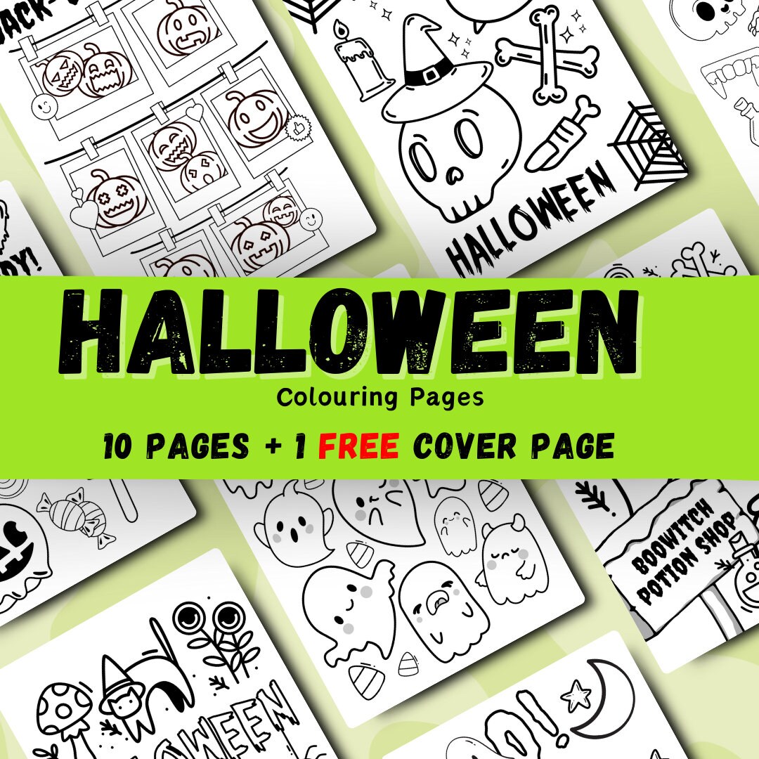 Halloween Coloring Pages for Kids, 10 Fun Pages With 1 FREE Cover Page ...