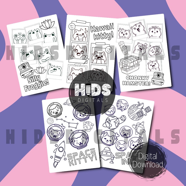 Cute Kawaii Animal Coloring Pages for Kids, 10 Fun Pages With 1 FREE ...