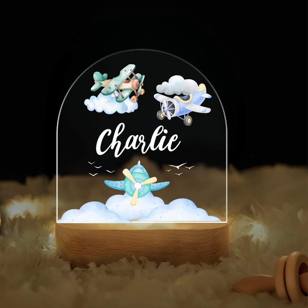 Personalized Night Light LED Lamp, Kids Night Light, Aviation Bedroom ...