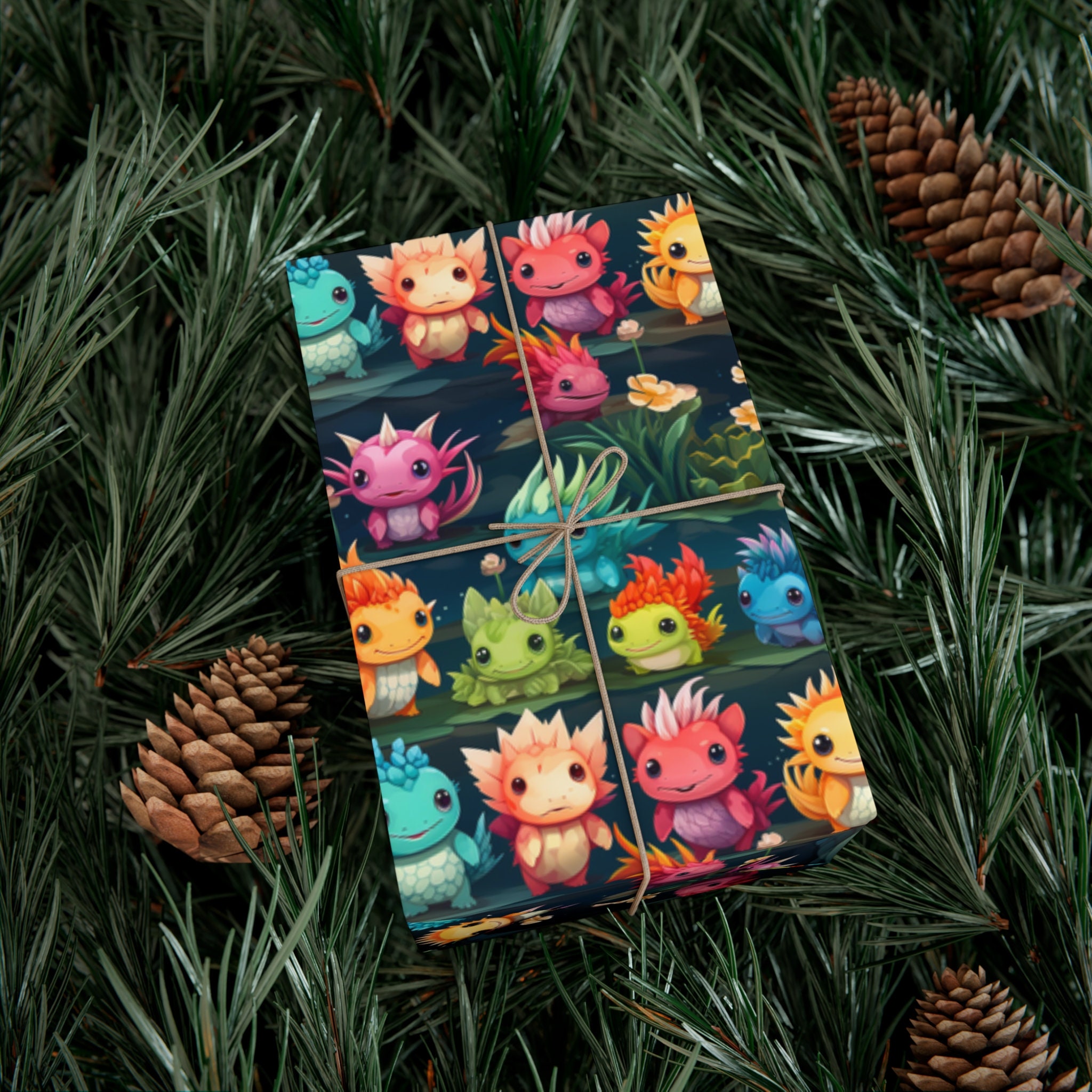 Playful Axolotl & Pokemon-inspired Gift Wrap Colorful Kids Wrapping ...