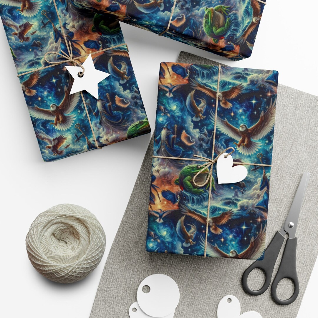 Wizards and Winged Warriors - High Fantasy Wizardcore Wrapping Paper - Etsy