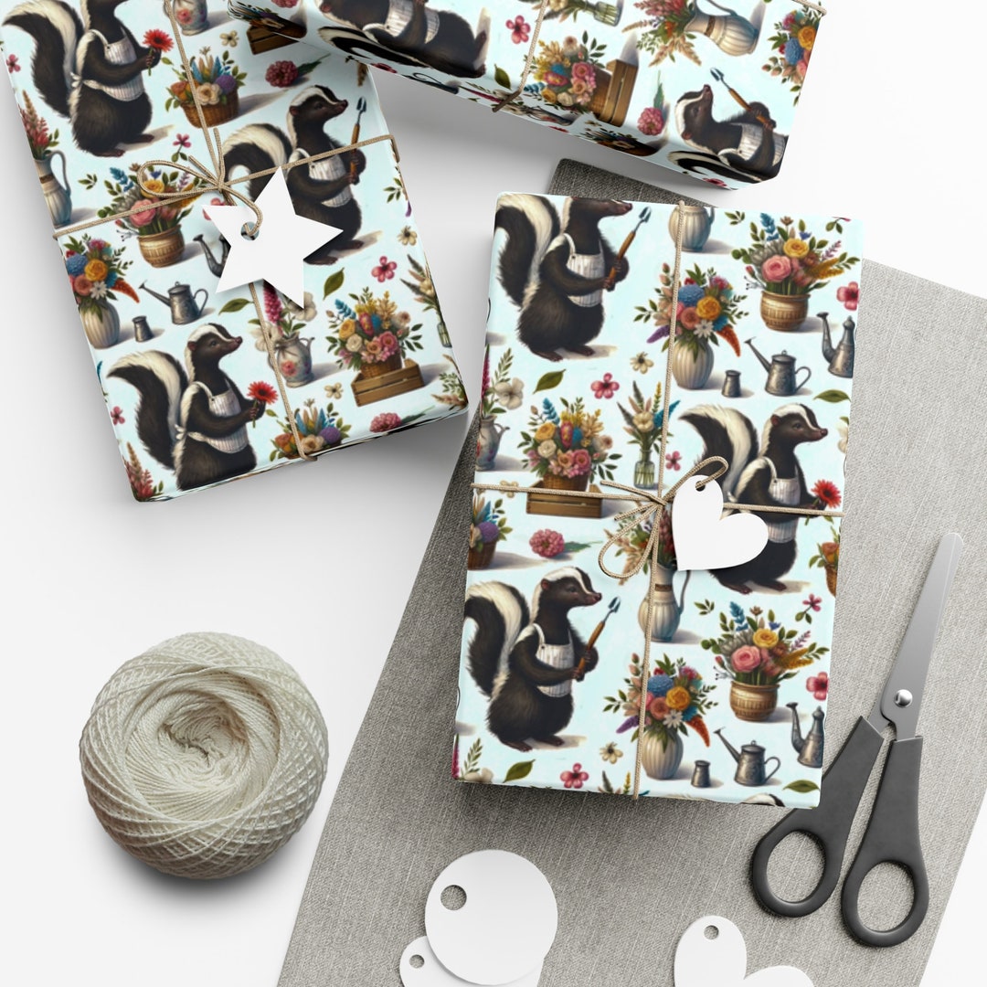 Florist Skunks Wrapping Paper | Eco-friendly Greenguard Ink & Recycled ...