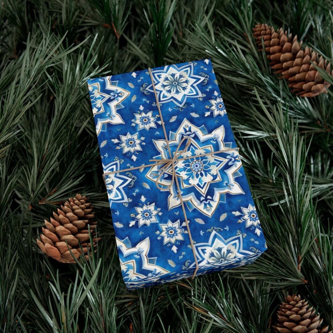 Dutch Blue Delftware-inspired Wrapping Paper | Recycled & Made in USA ...