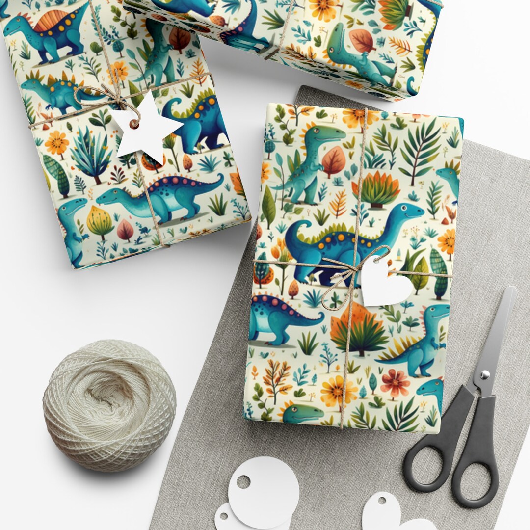Dinosaur Gift Wrap: Playful Jurassic Design, Kids Birthday Paper - Etsy