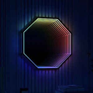 Octagon Infinity Mirror | Custom Color-changing LED Wall Art ...