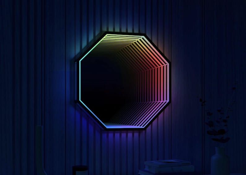 Octagon Infinity Mirror | Custom Color-changing LED Wall Art ...