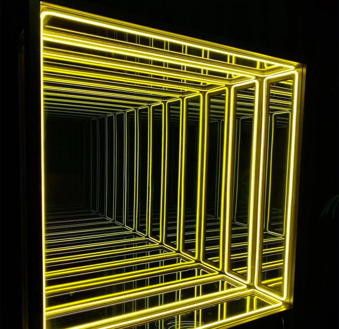 Square Infinity Mirror Custom Color-changing LED Wall Art Modern Geometric Decor Unique Infinity ...