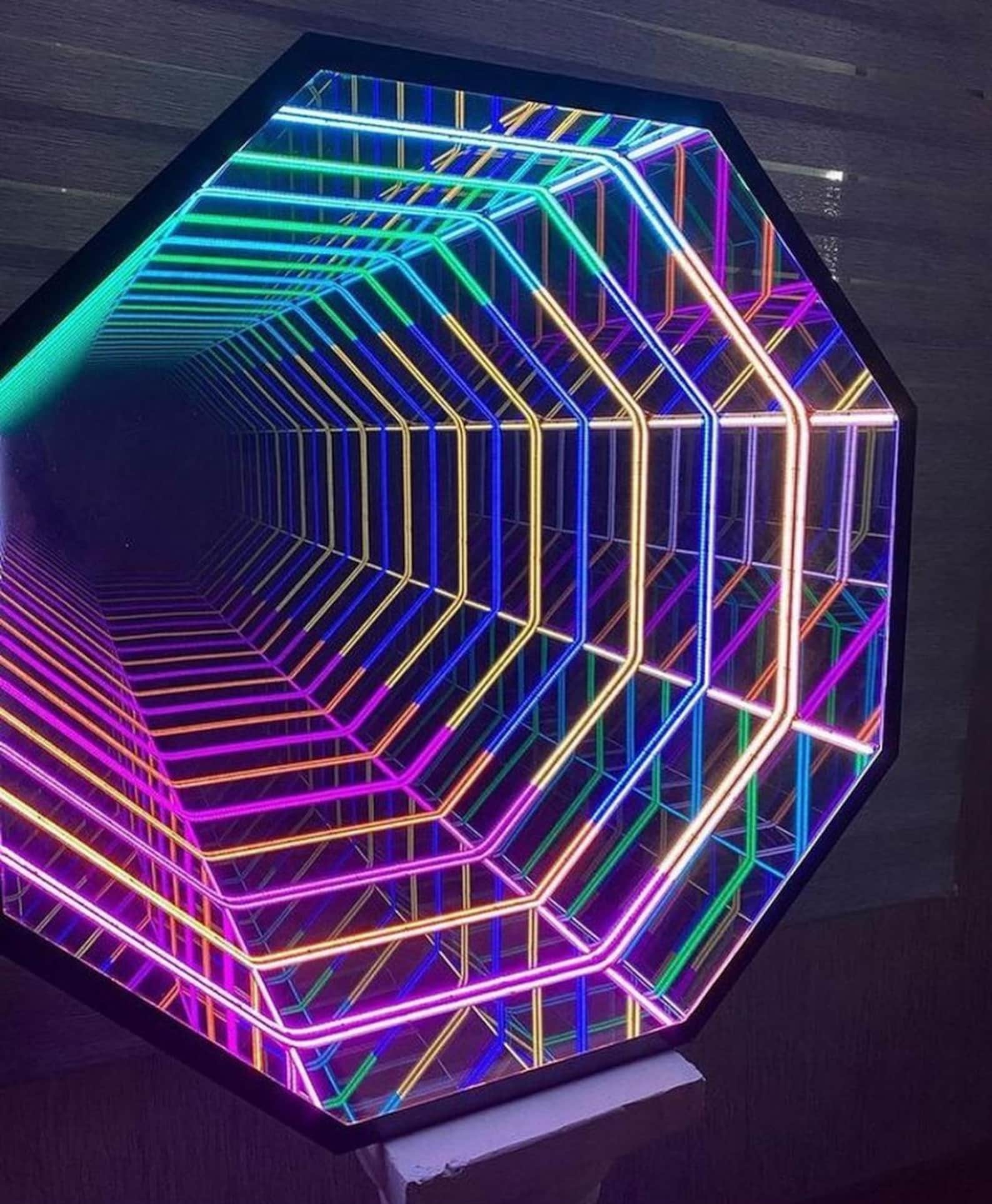 Infinity Mirror Wall Art | Geometric LED Frames in Circle, Square ...