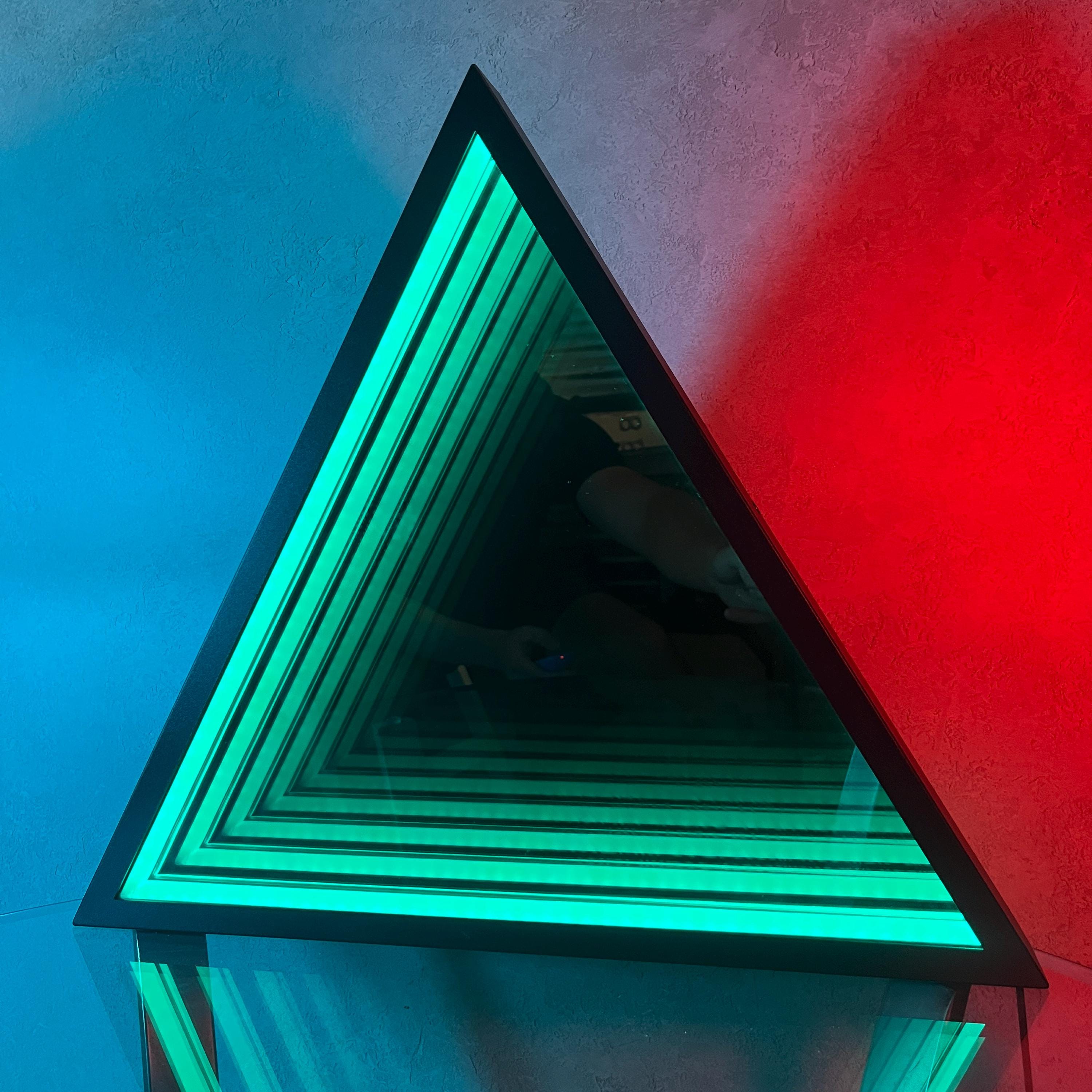 Triangle Infinity Mirror | Custom Color-changing LED Wall Art ...