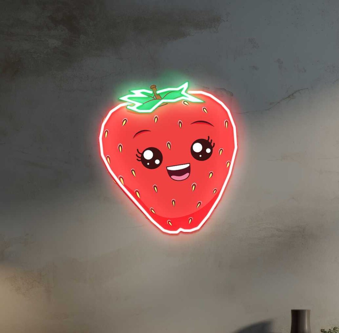 Anime Strawberry LED Neon Sign Cute LED Neon Sign Custom Neon Anime ...