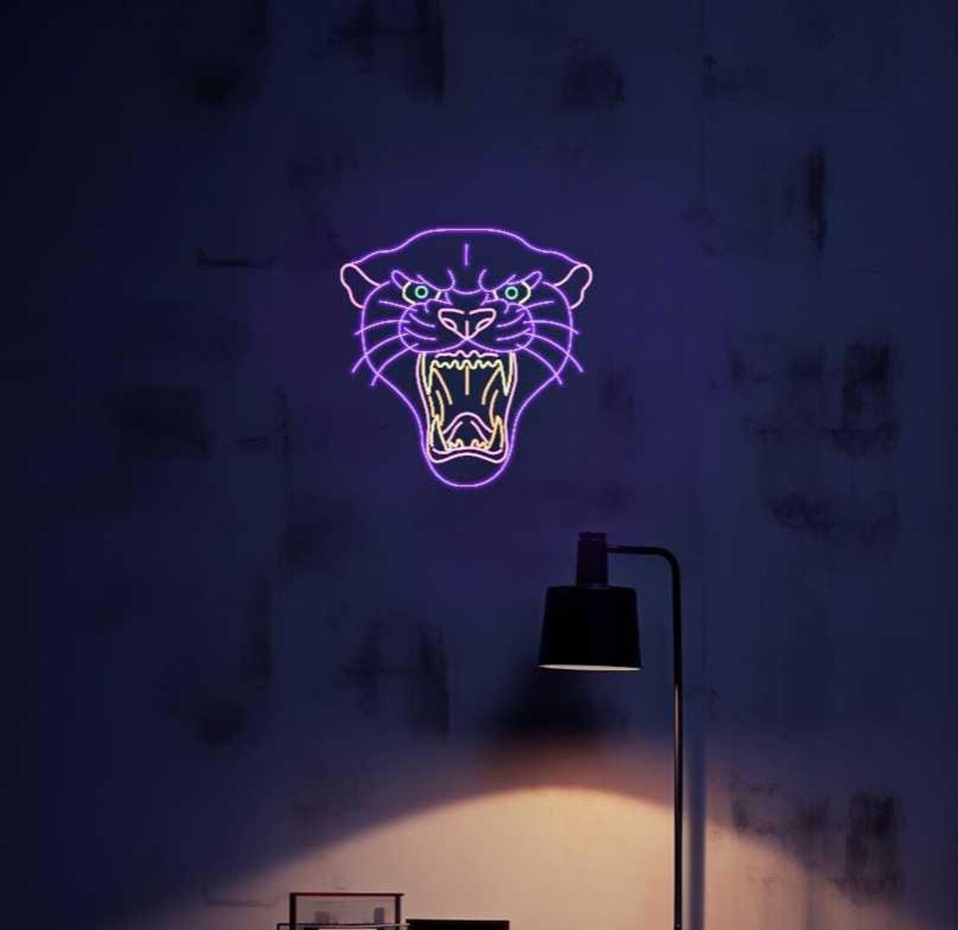 Panther LED Neon Sign Fierce Animal Wall Art Custom Neon Light for Game ...