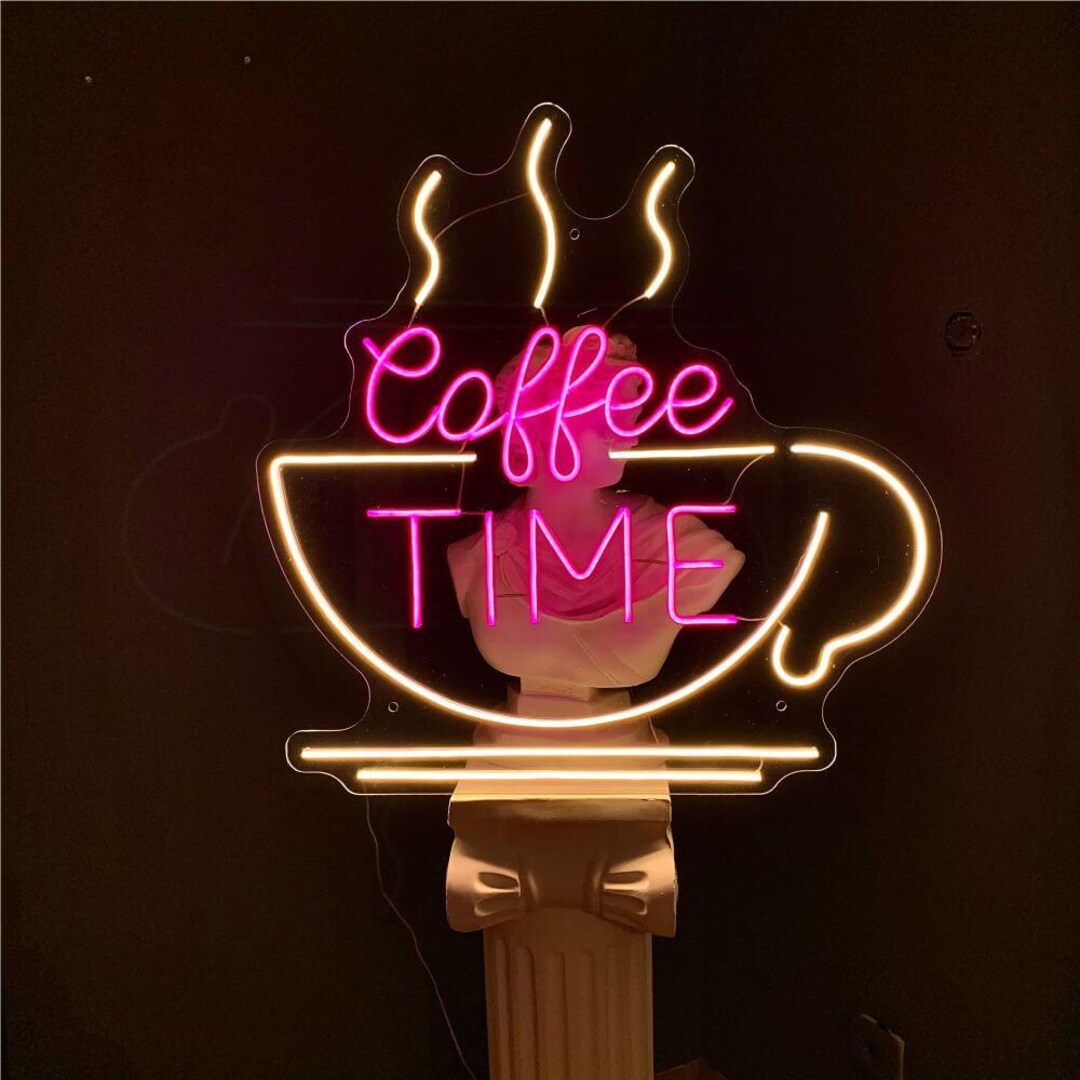 Coffee Time Neon Sign in LED Cup Design for Cafe or Kitchen Decor, Fun ...
