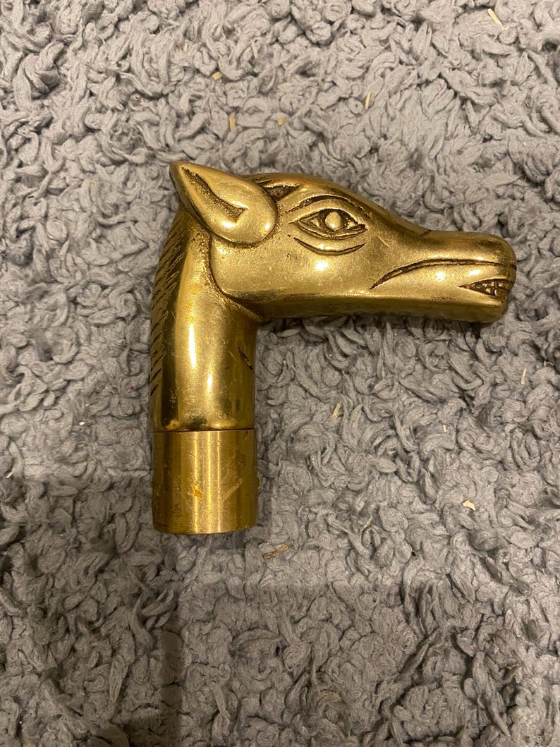 Vintage Brass Horse Head Cane Handle Brass Horse Cane Top With Collar ...