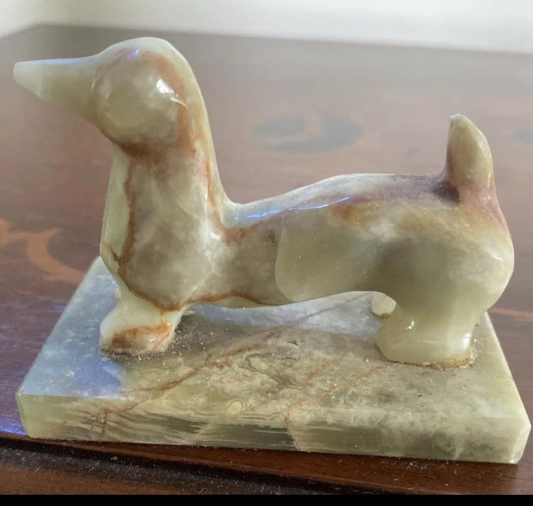 Vintage Onyx Marble Dachshund Dog Figurine Hand Carved. - Etsy