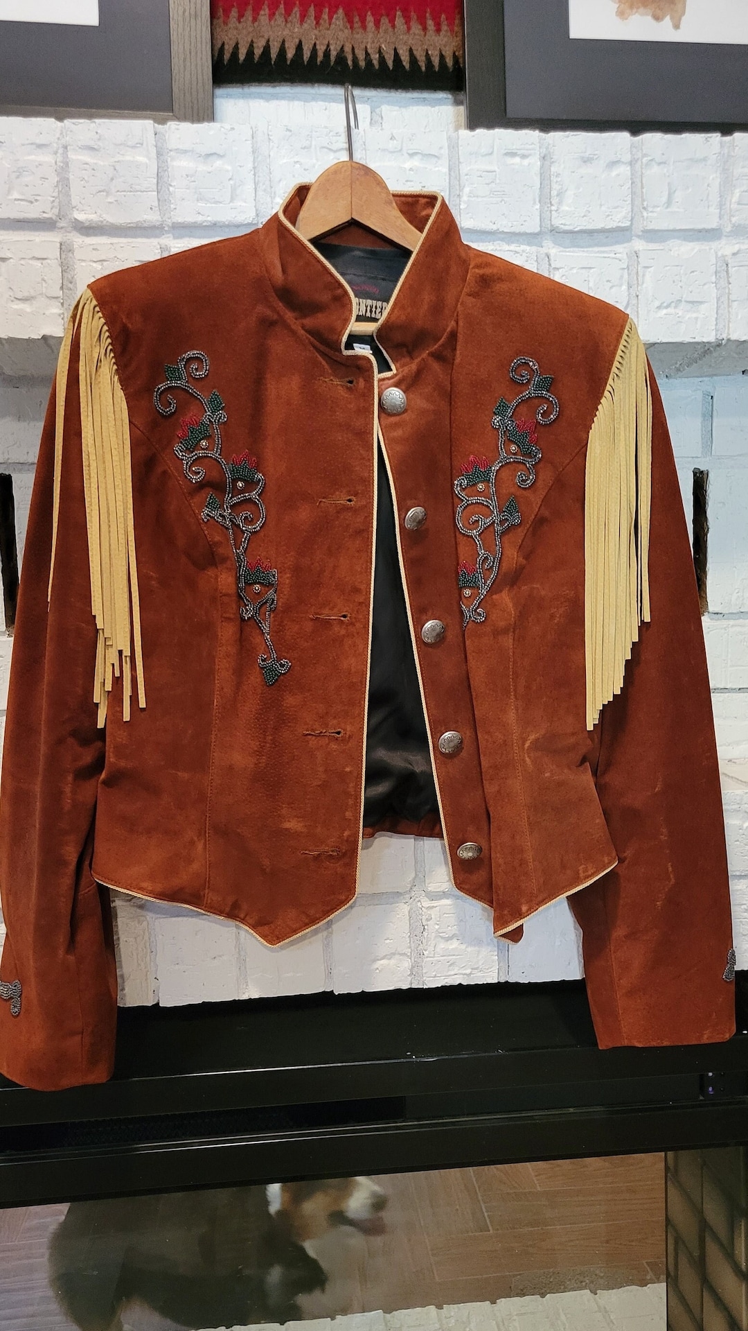 Vintage Western Leather Coat With Beading, Fringe and Silver Buttons ...