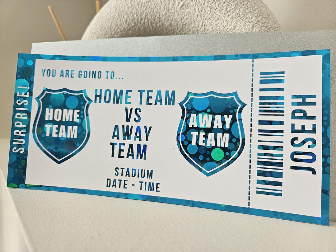 Football Match Day Ticket Reveal, ANY Team Birthday Football Game ...