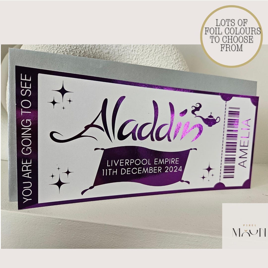 Aladdin Surprise Theatre Ticket, Personalised Keepsake Pass, Customized ...