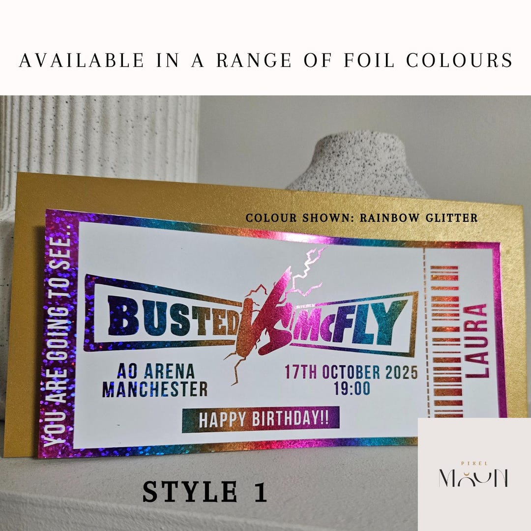 Busted Vs Mcfly Foil Ticket, Surprise Event Pass, Personalised Keepsake ...
