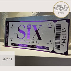 SIX the Musical Surprise Theatre Ticket, Personalised Keepsake Pass ...
