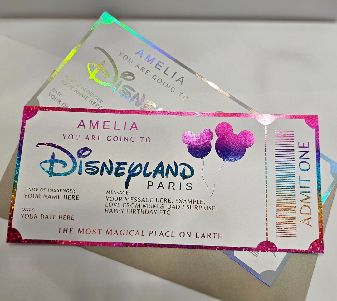 Disneyland Foil Surprise Theme Park, Boarding Pass, Personalised ...
