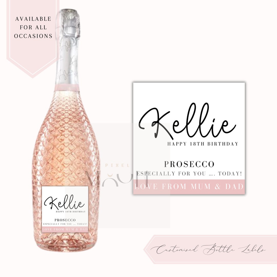 Personalised Prosecco Wine Champagne Bottle Label, 18th Gift, 21st ...