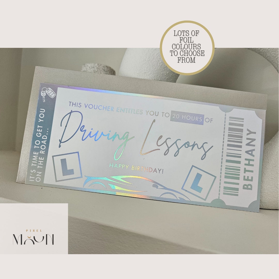 Driving Lesson Gift Ticket Card, 17th Birthday Gift, Driving Lessons ...