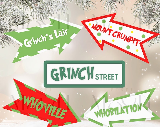 Grinch Sign, Grinch Arrows, Who Directional Sign, Grinch Lair, Mount ...